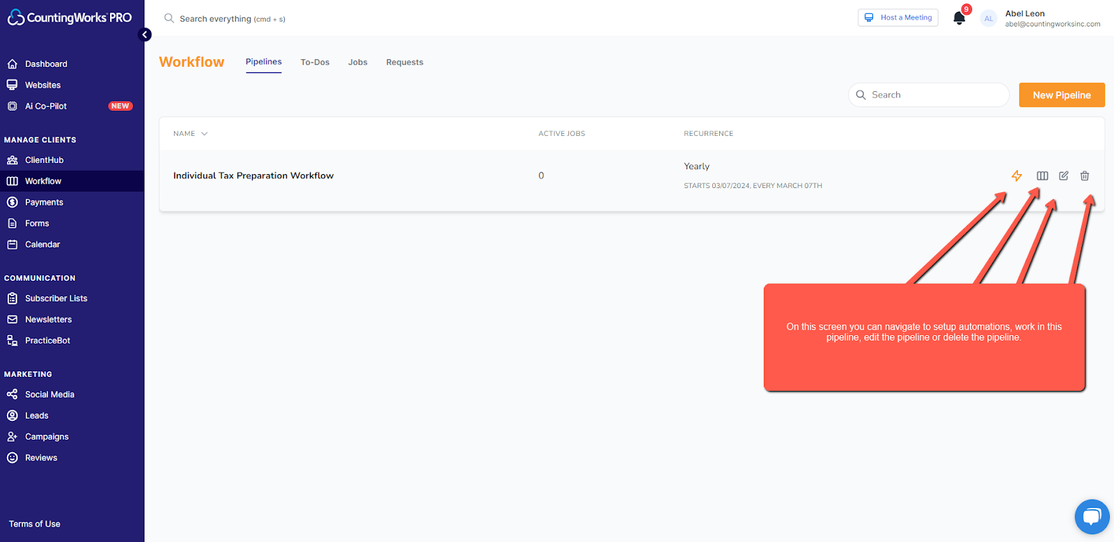 ClientHub - WorkFlow: Setting Up Automations