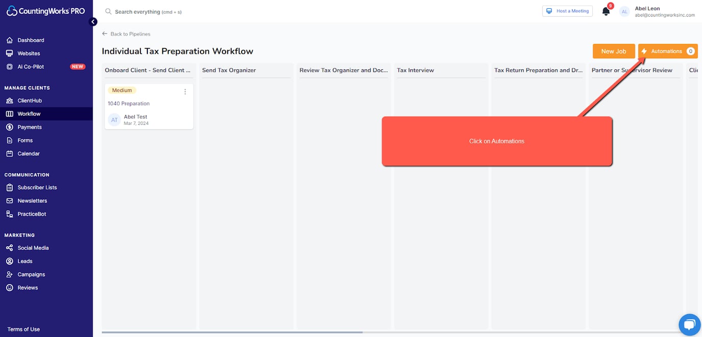 ClientHub - WorkFlow: Setting Up Automations ClientHub - WorkFlow: Setting Up Automations